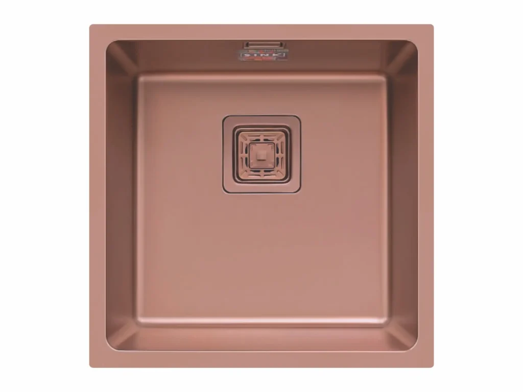 Cuba Inox Square 400X400X195mm ROSE GOLD Valvula Quadra SINK - Hidronox