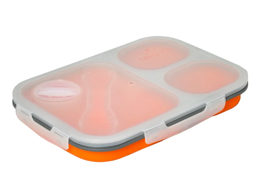 Porta Alimentos Laranja Retrátil Retangular em Silicone com 3 ...