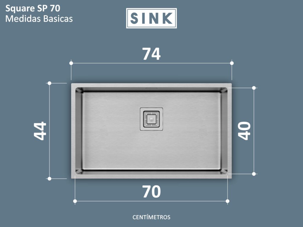 Cuba Inox Square Premium 700X400X200mm Escovado Embutir R15 4.1/2" SINK ...